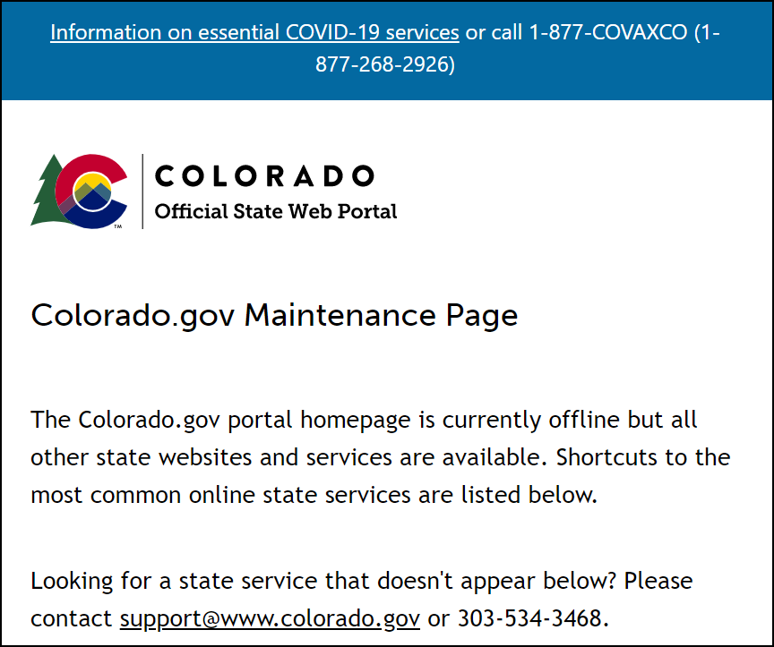 Colorado’s state government homepage remains offline after cyberattack